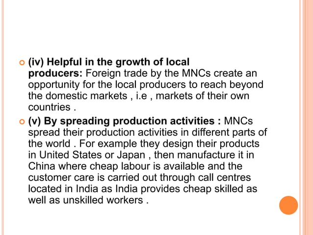 Role of MNC in india | PPTX | Large Business | Business