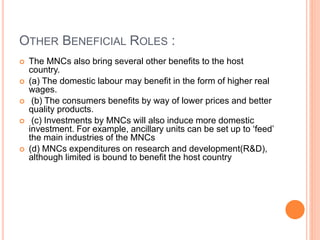 Role of MNC in india | PPTX