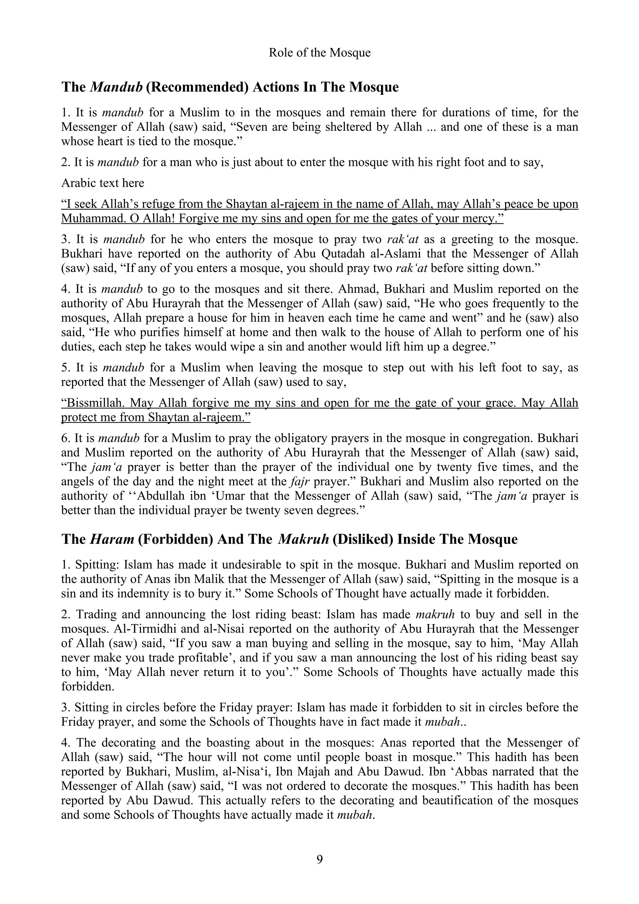 The Role of The Mosque | PDF