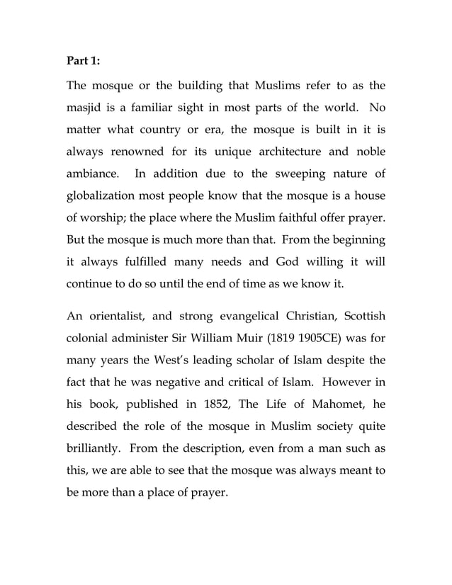 ROLE OF MOSQUE IN ISLAMIC EDUCATION || Australian Islamic Library ...