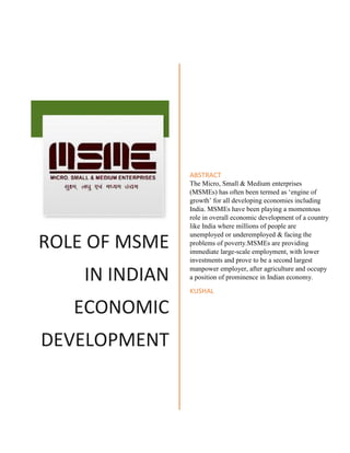 Role of msme in indian economic development | PDF