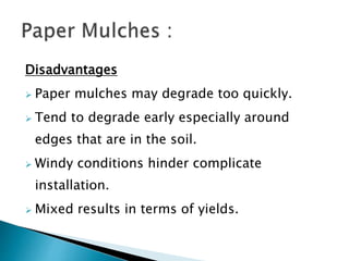Role of mulching and solarization in weed management | PPTX