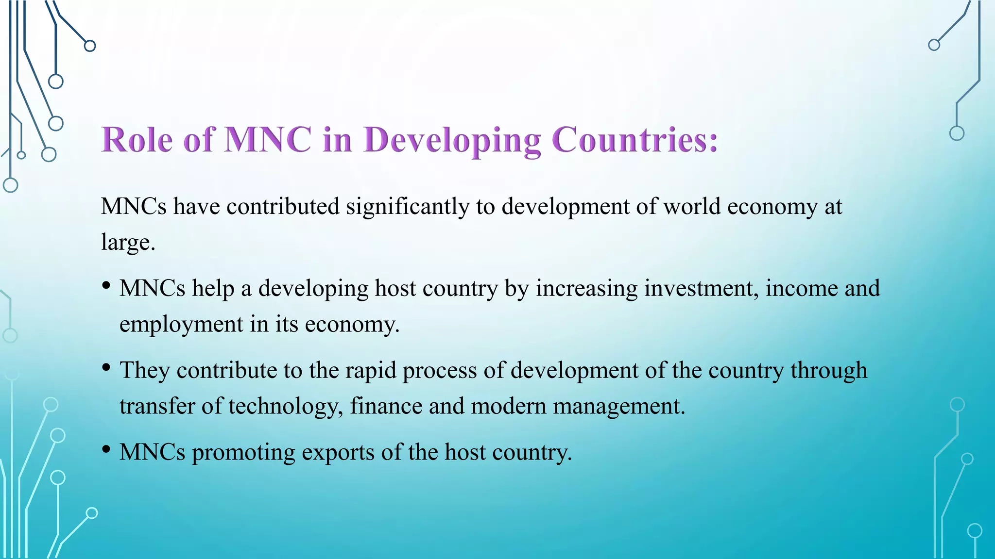 Role of multinational corporations