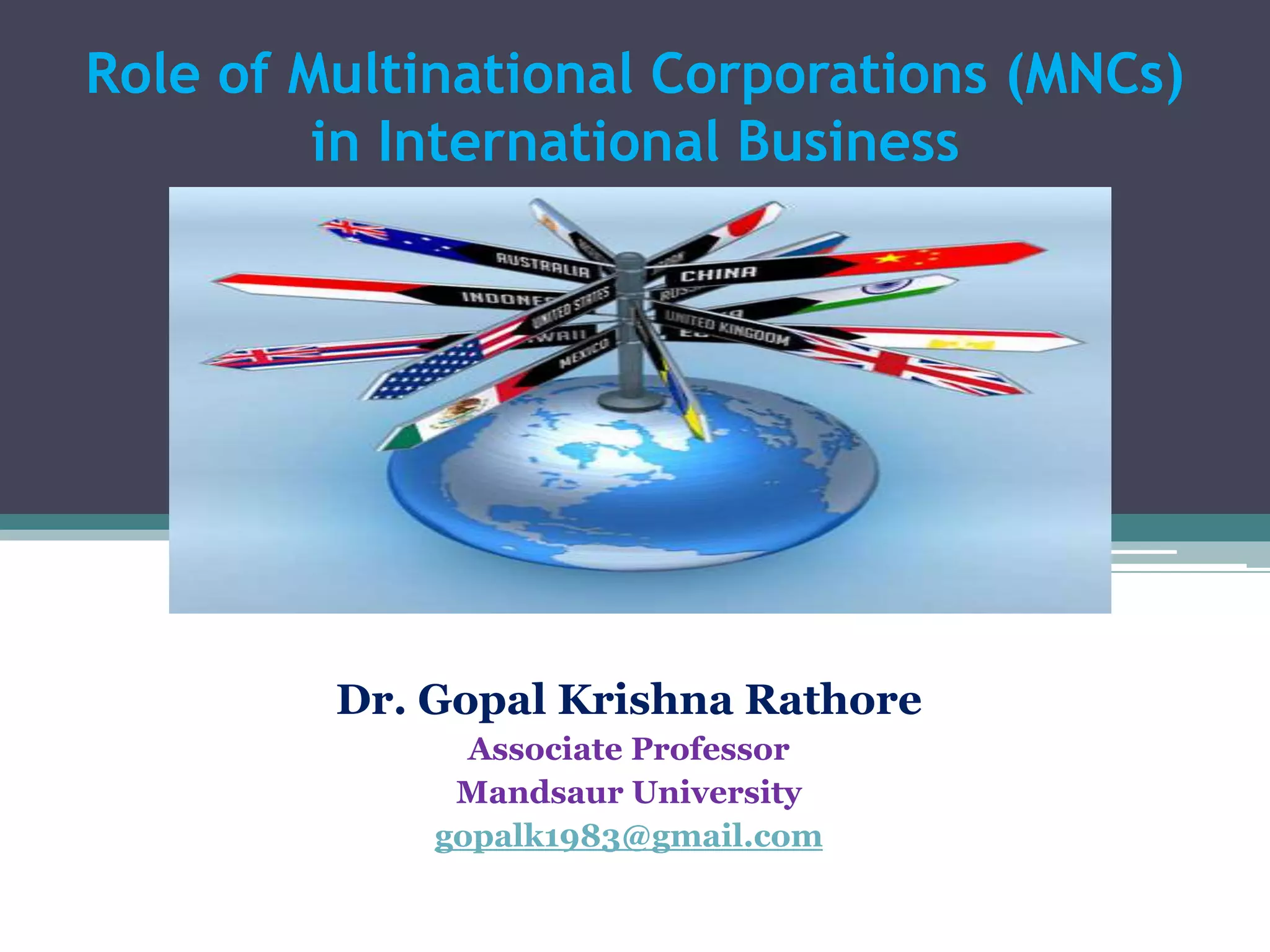 Role of multinational corporations (MNCs) in international Business | PPTX