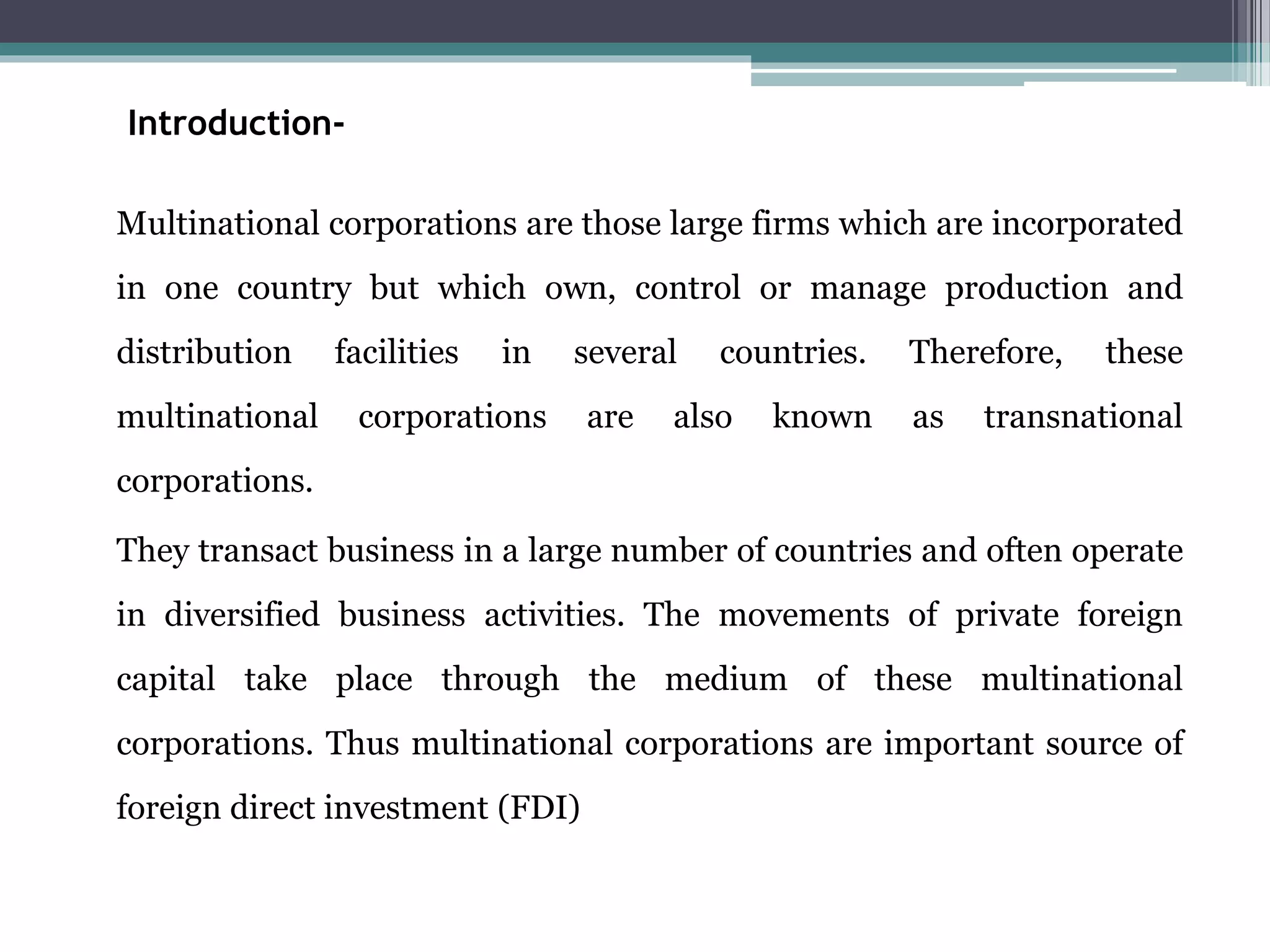 Role of multinational corporations (MNCs) in international Business | PPTX