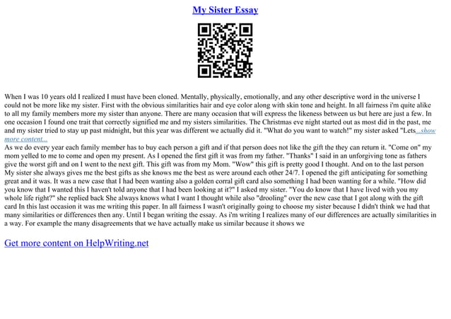 Role Of My Sisters In My Life | PDF | Parenting Children Aged 4-11 ...