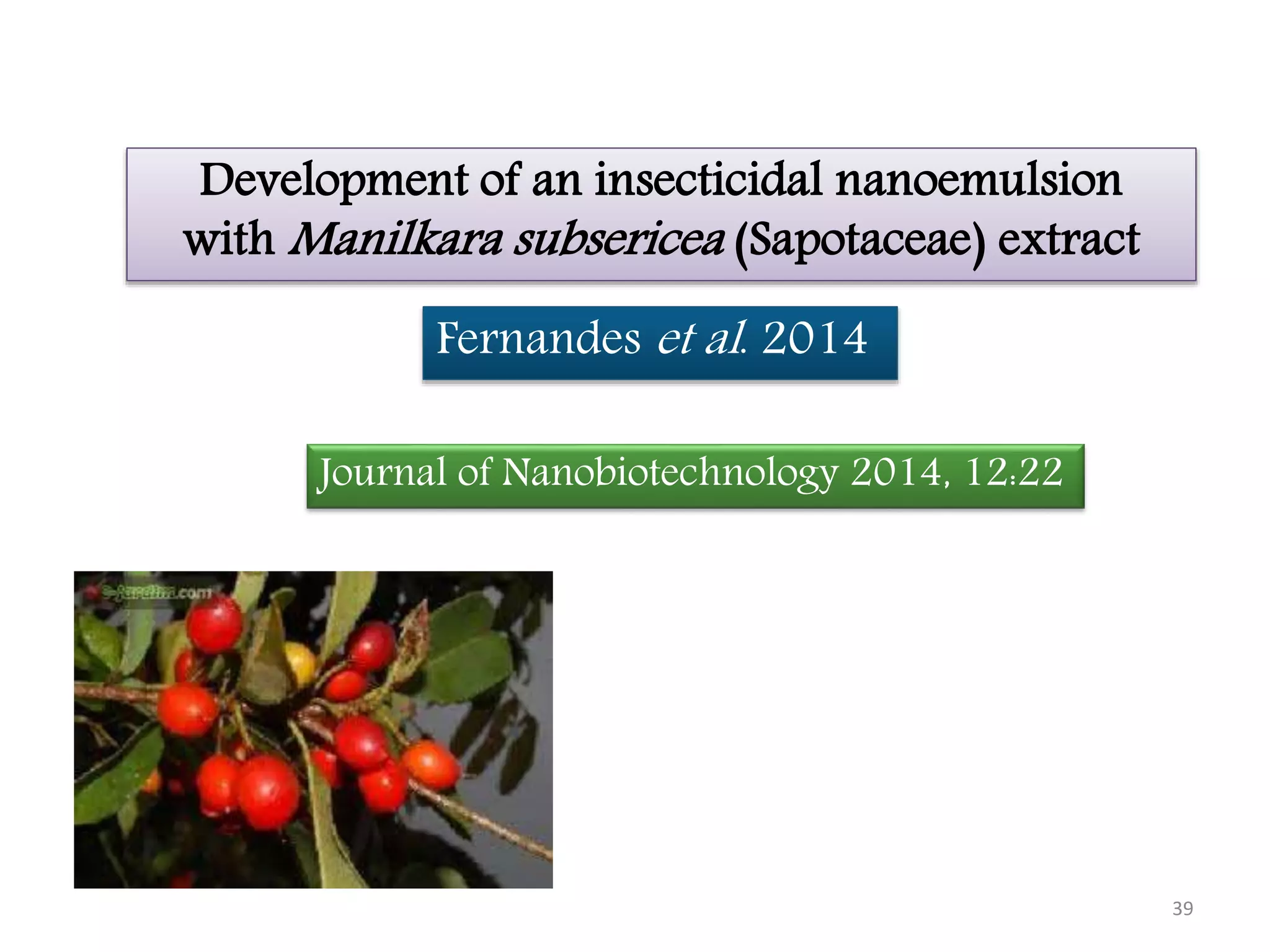 Role of nanotechnology in insect pest management | PPTX