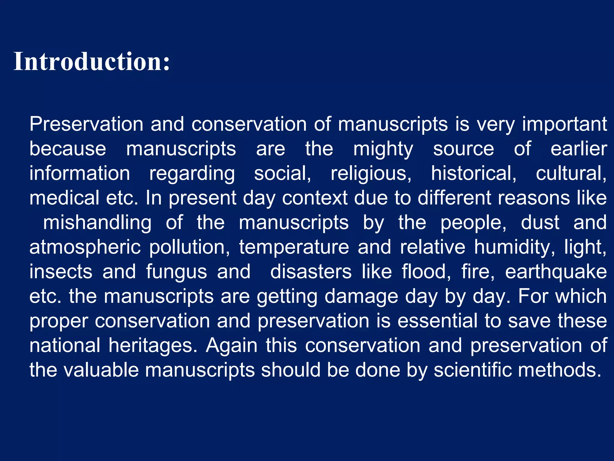 Role of national mission for manuscripts on preservation and ...