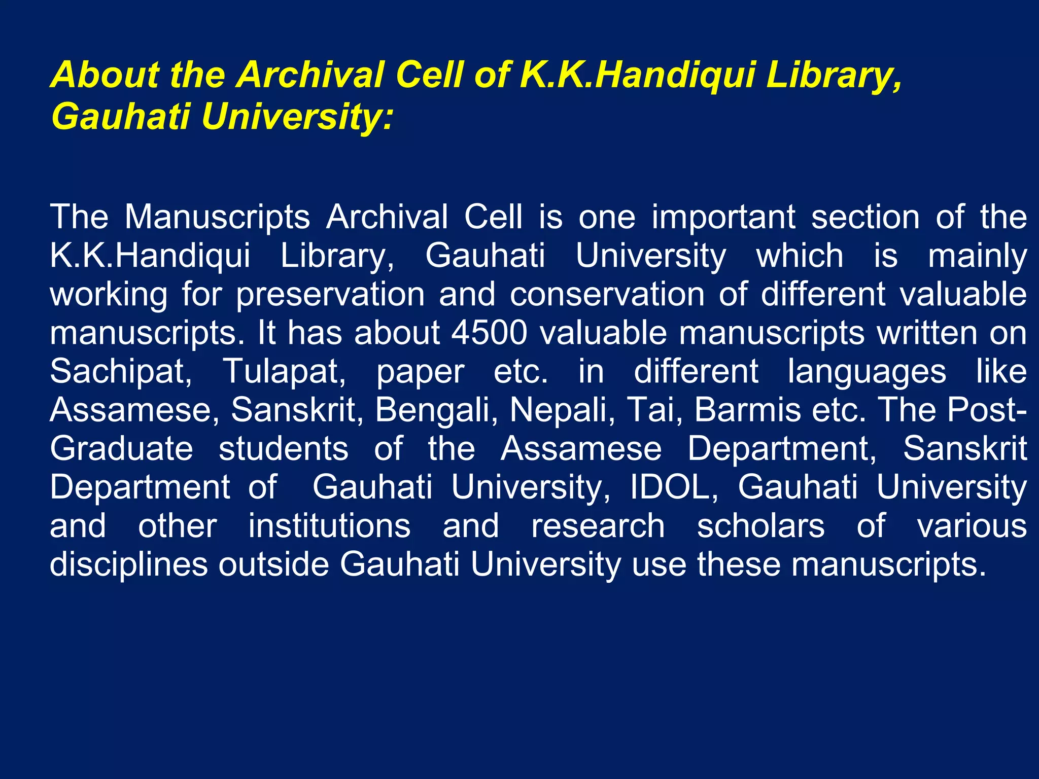 Role of national mission for manuscripts on preservation and ...