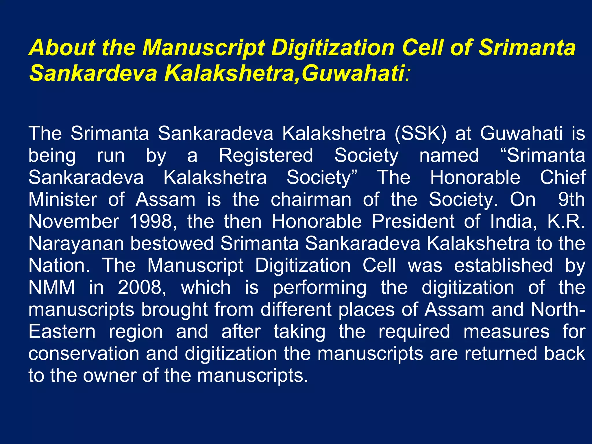 Role of national mission for manuscripts on preservation and ...
