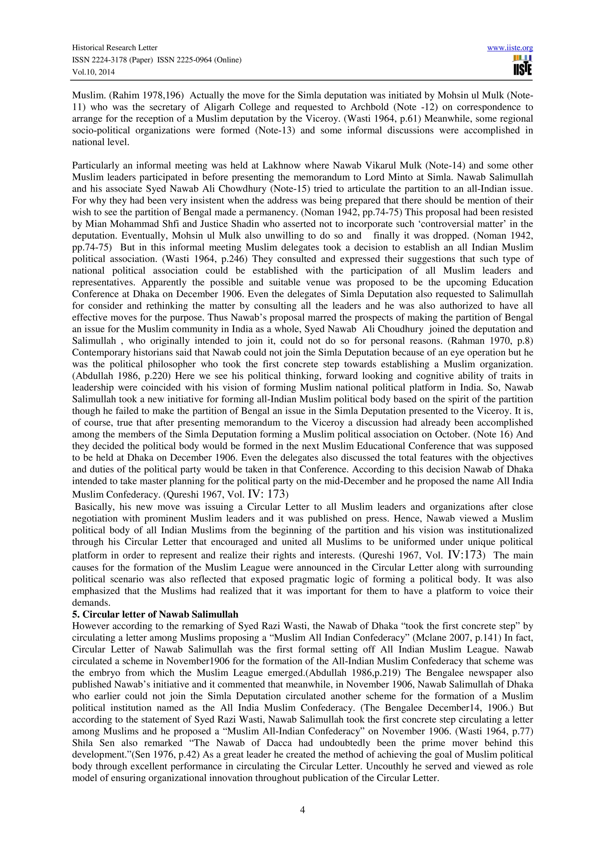 Role of nawab salimullah for the foundation of aiml | PDF