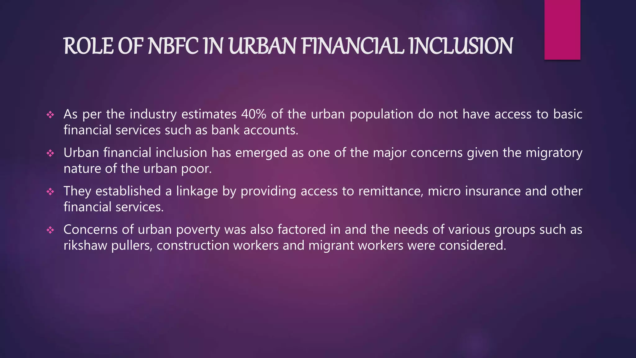 ROLE OF NBFC IN FINANCIAL INCLUSION | PPTX