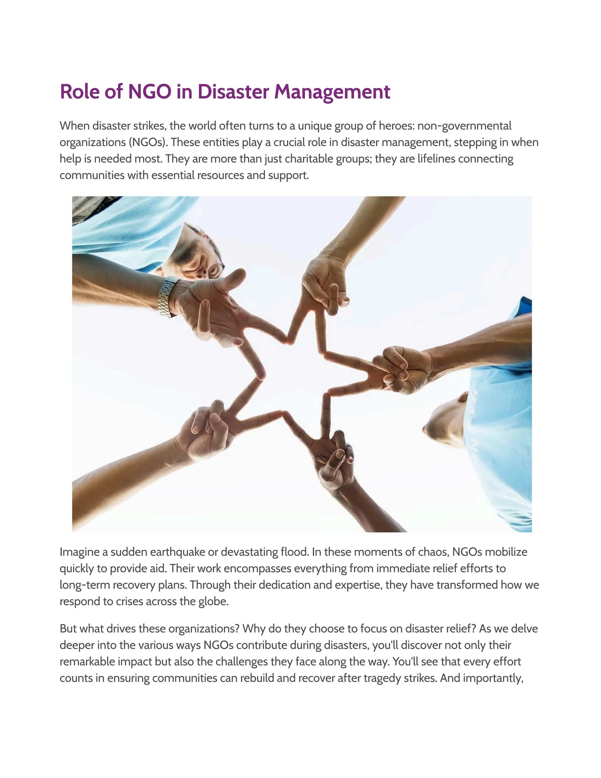 Role of NGO in Disaster Management in india | PDF