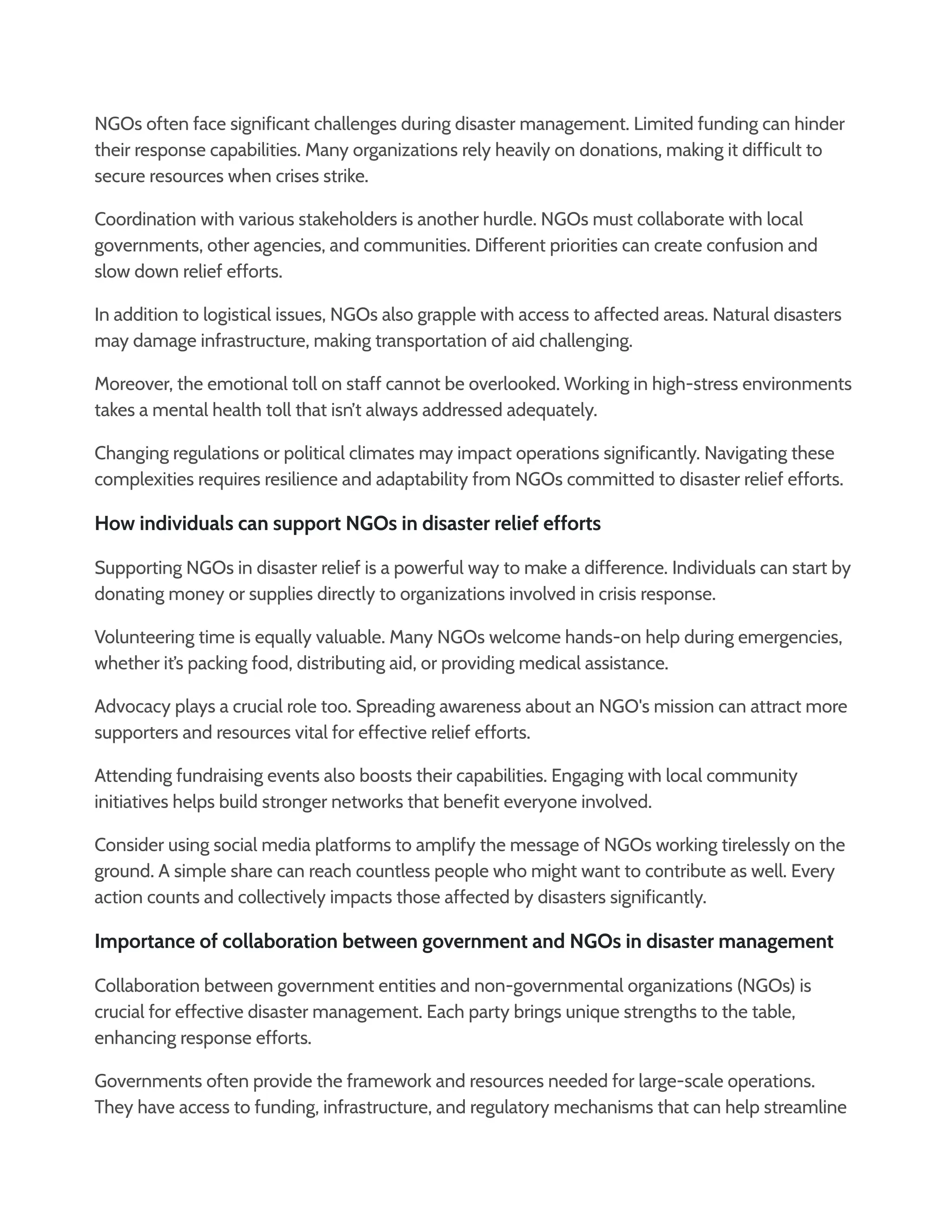 Role of NGO in Disaster Management in india | PDF