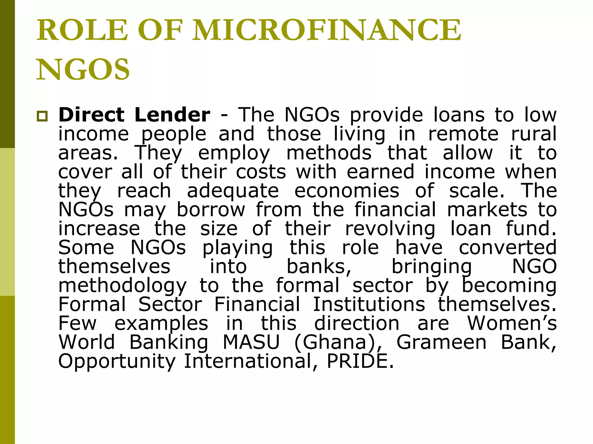 Role of ngo in microfinance | PPTX