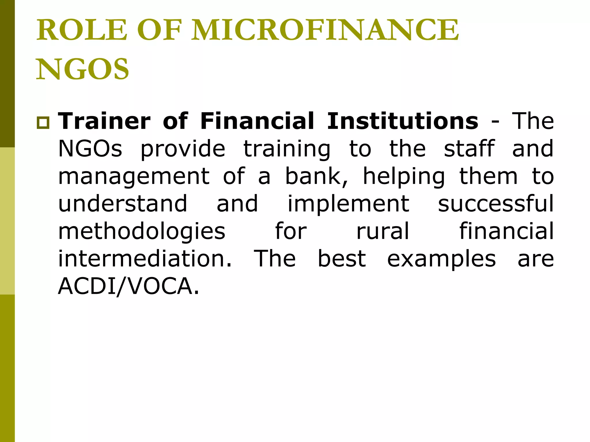 Role of ngo in microfinance | PPTX