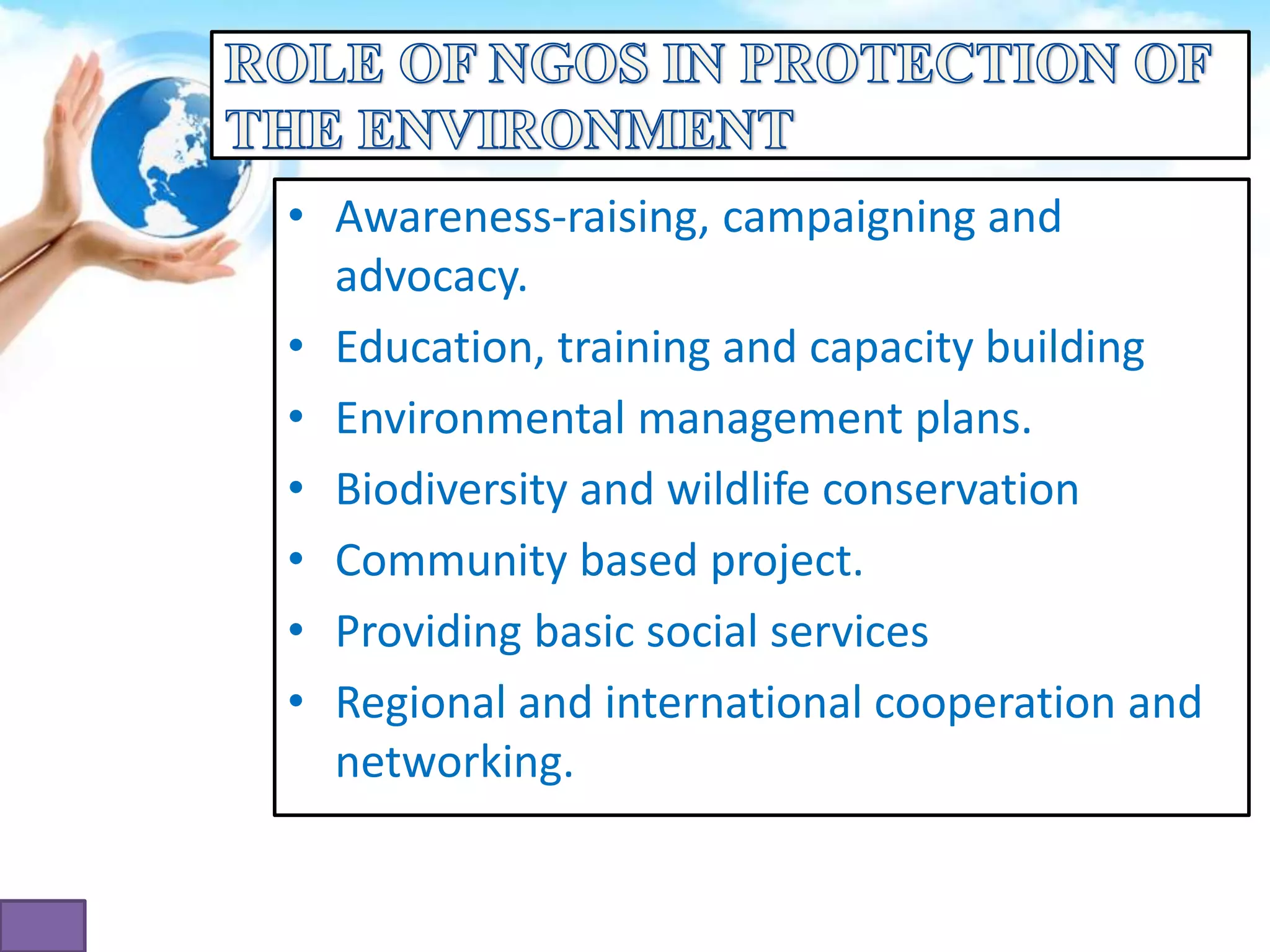 Role of ngos environment protection bhutan | PPTX