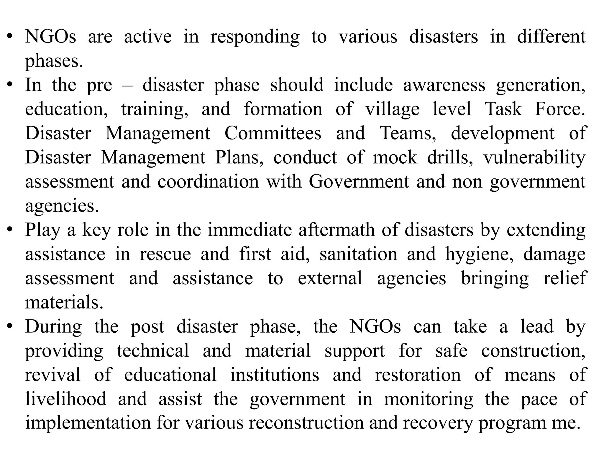 Role of non government organizations in disaster management | PPTX