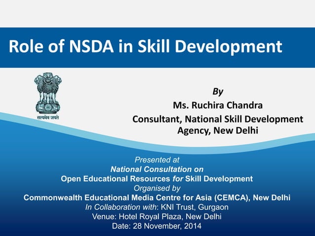Role of NSDA in Skill Development by Ms. Ruchira Chandra | PPT