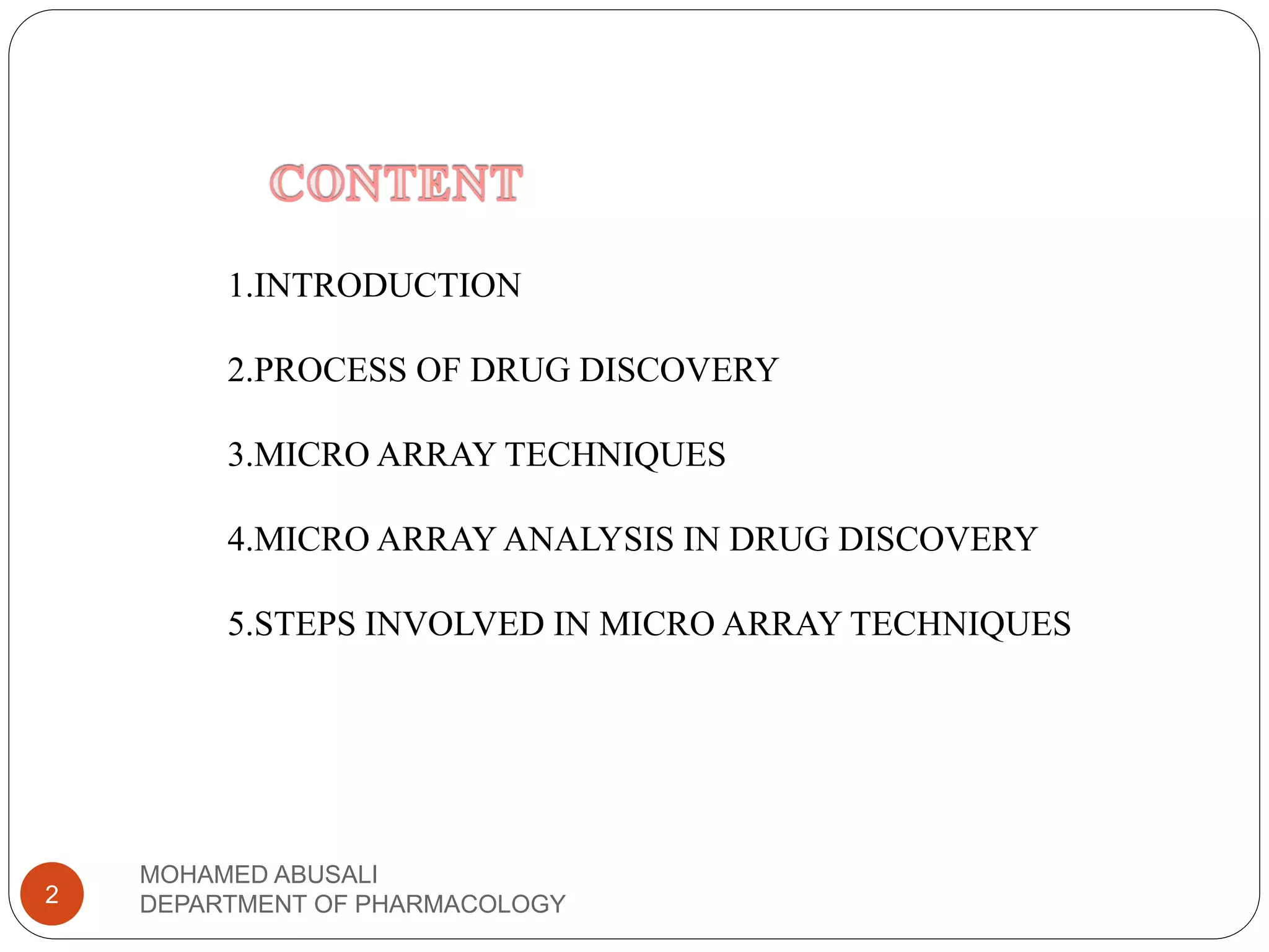 Role of nuclicacid microarray &protein micro array for drug discovery process | PPTX