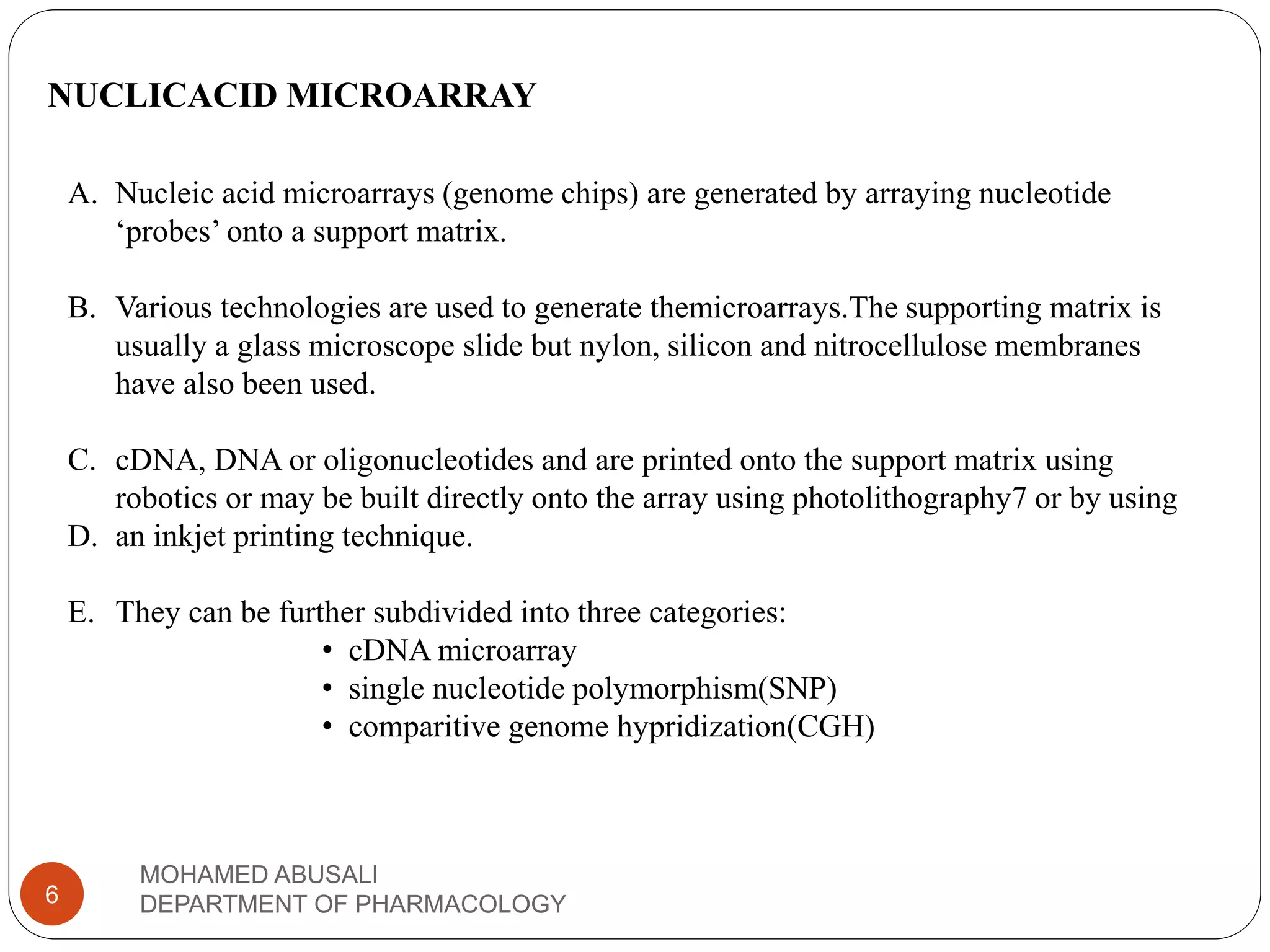 Role of nuclicacid microarray &protein micro array for drug discovery process | PPTX