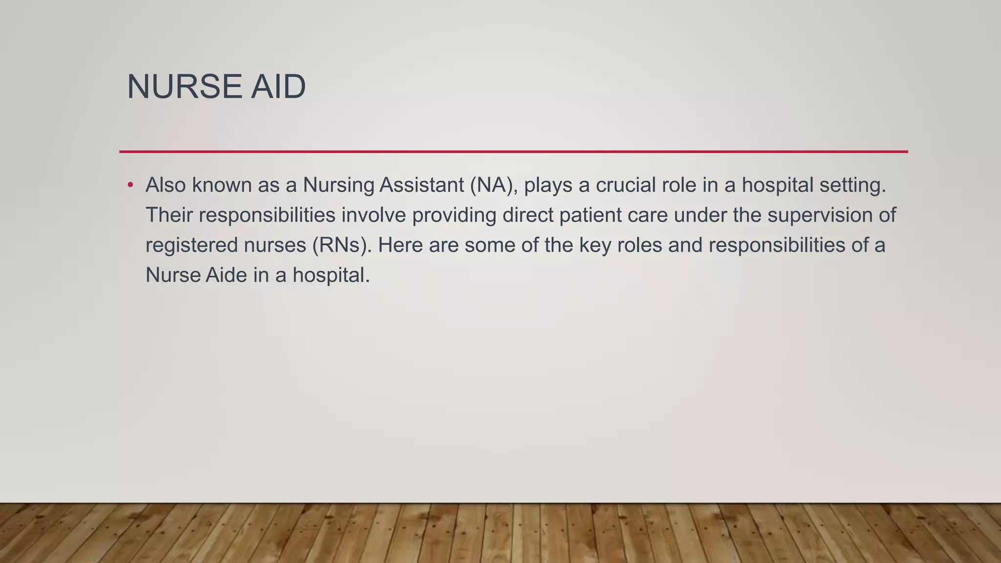 Role Of Nurse Assisstance | PPTX