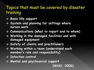 Role of nurse in disaster preparedness Prof. Dr. Maheswari Ganesan | PPT