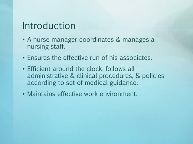 Role of nurse manager | PPTX | Executive Leadership & Management | Business