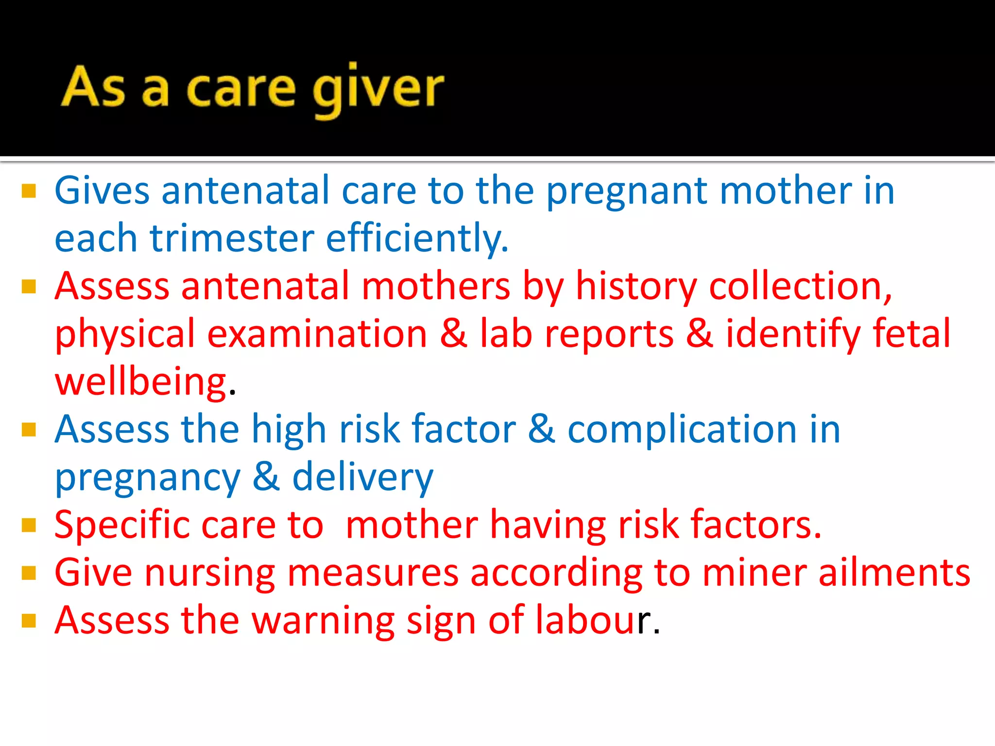 Role of nurse midwifery and obstetric care | PPTX