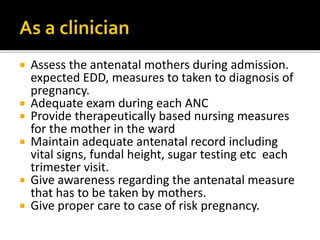 Role of nurse midwifery and obstetric care | PPTX | Pregnancy ...