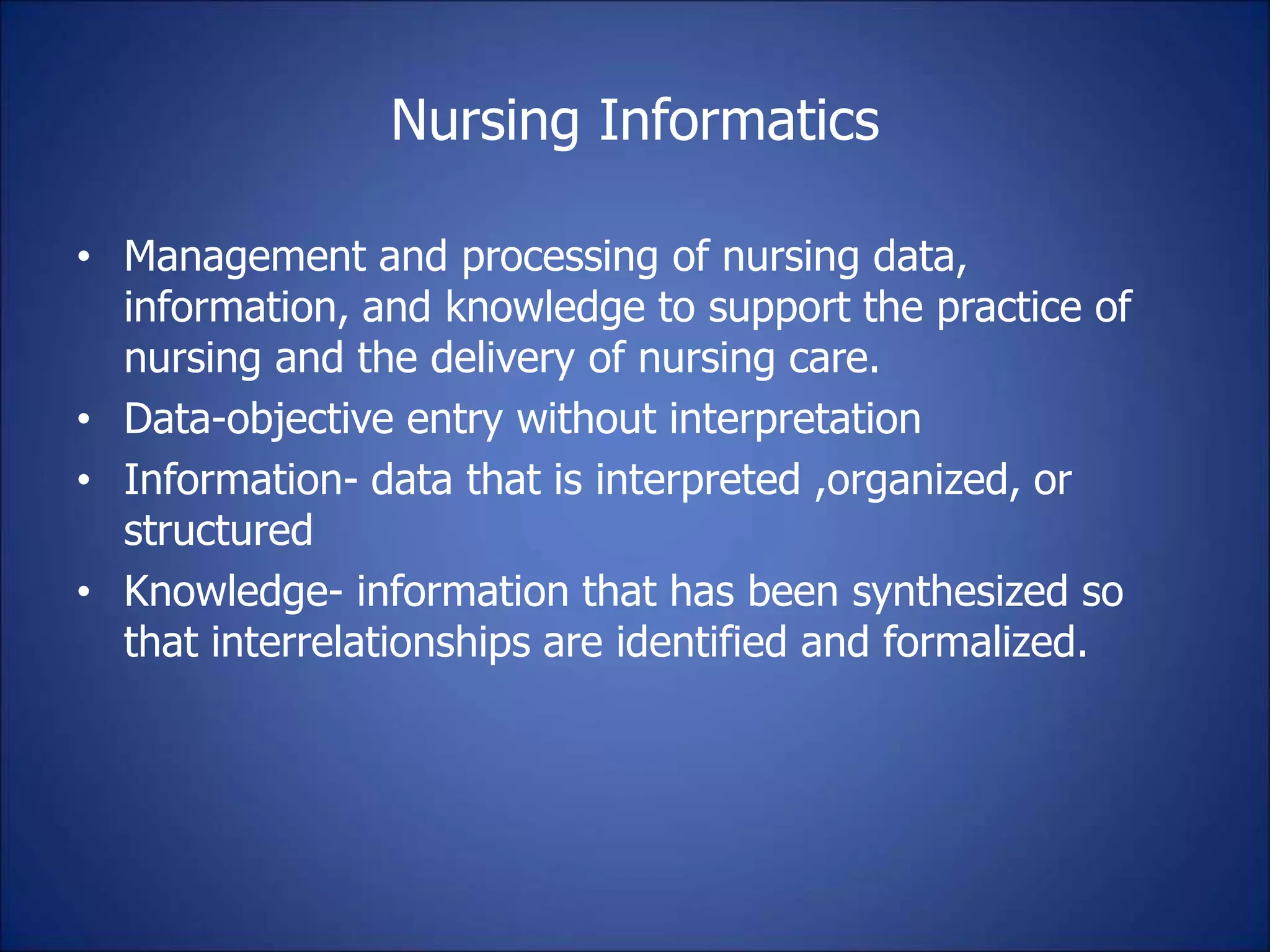 Role of nursing informatics in hospital information system | PPT