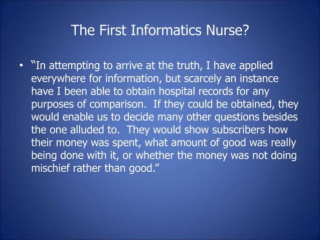 Role of nursing informatics in hospital information system | PPT ...