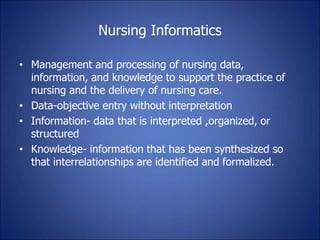 Role of nursing informatics in hospital information system | PPT