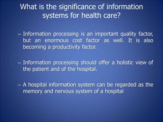 Role of nursing informatics in hospital information system | PPT ...