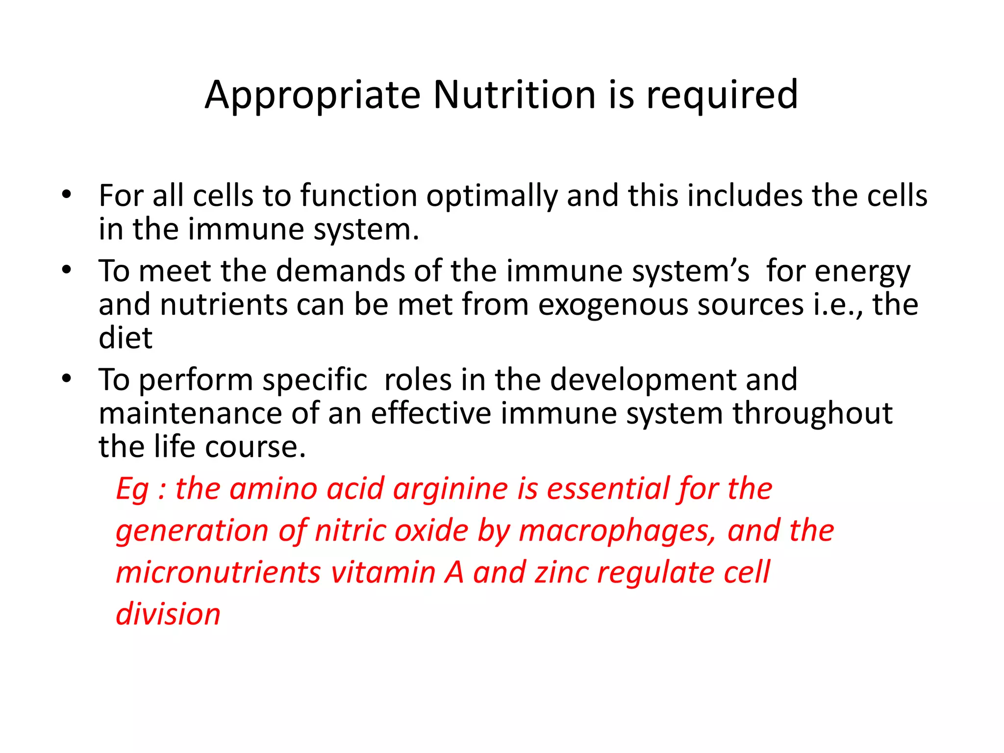 Nutrition in immune system | PDF
