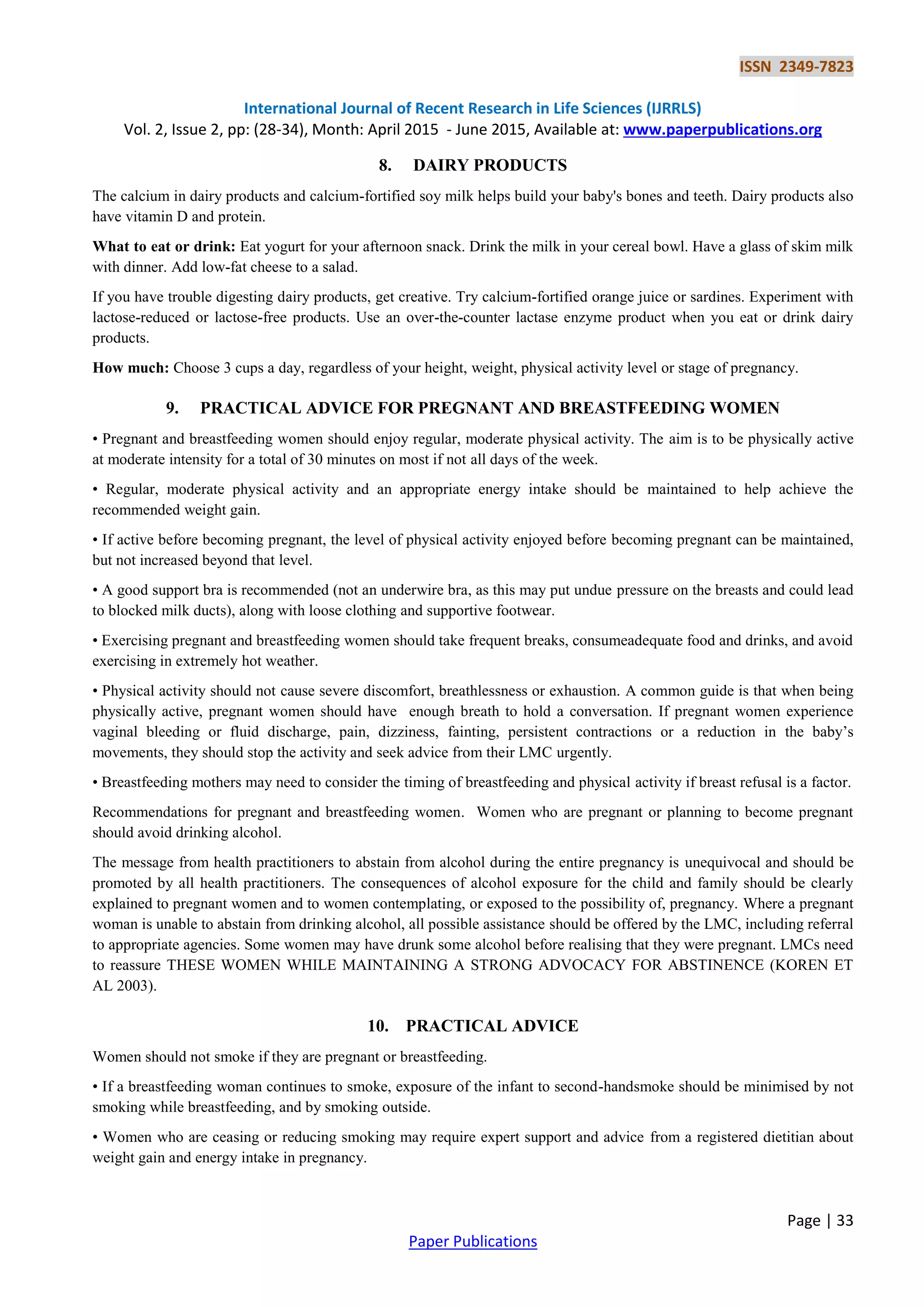 Role of Nutritious Diet in Pregnancy | PDF