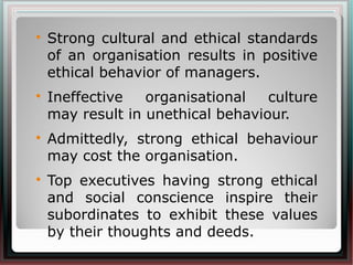 Role of Organisational Culture in Ethics | PPT
