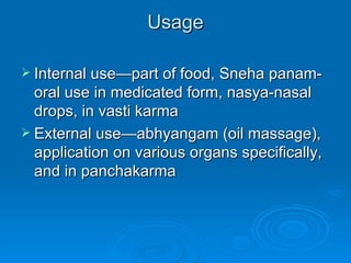 Role Of Oils In Ayurvedic Health Care 8 4 10 | PPT