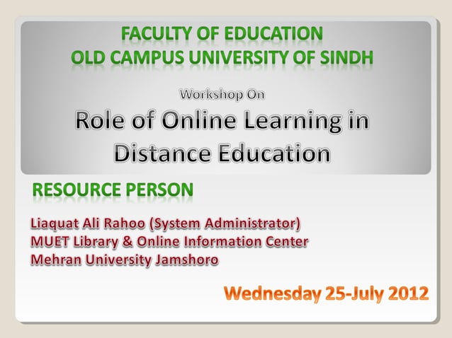 Role of online learning in distance education | PPT