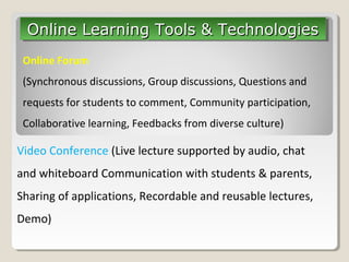 Role of online learning in distance education | PPT