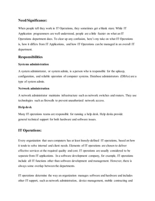 Role of Operations in IT Industry | PDF