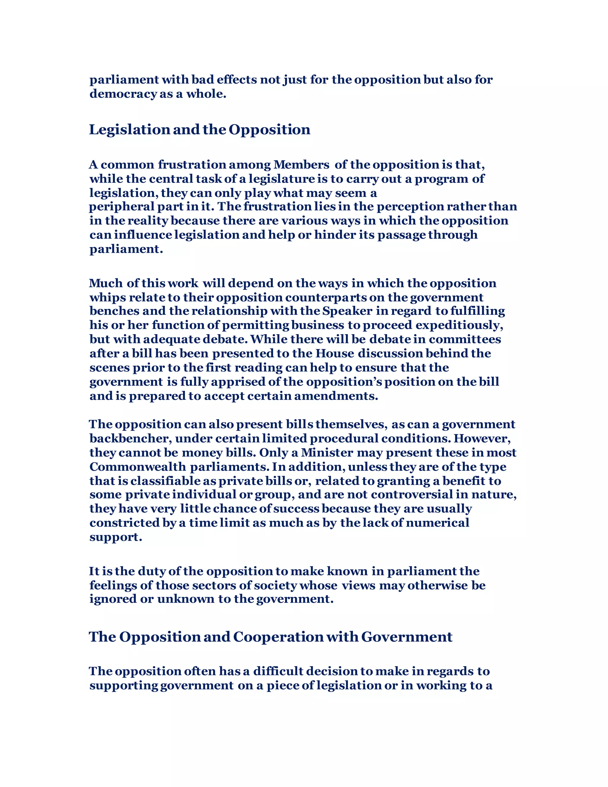 ROLE OF OPPOSITION IN DEMOCRACY.docx | Elections | Politics