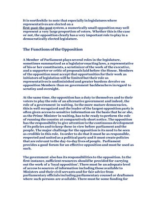 ROLE OF OPPOSITION IN DEMOCRACY.docx | Elections | Politics