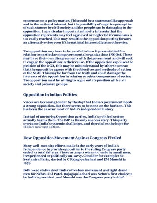 ROLE OF OPPOSITION IN DEMOCRACY.docx | Elections | Politics