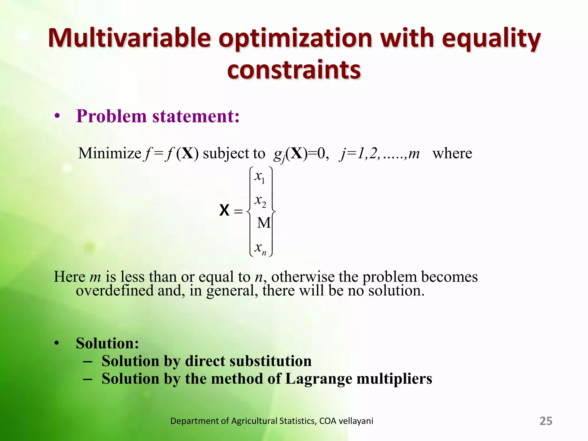 Role of optimization techniques in agriculture jaslam | PPTX