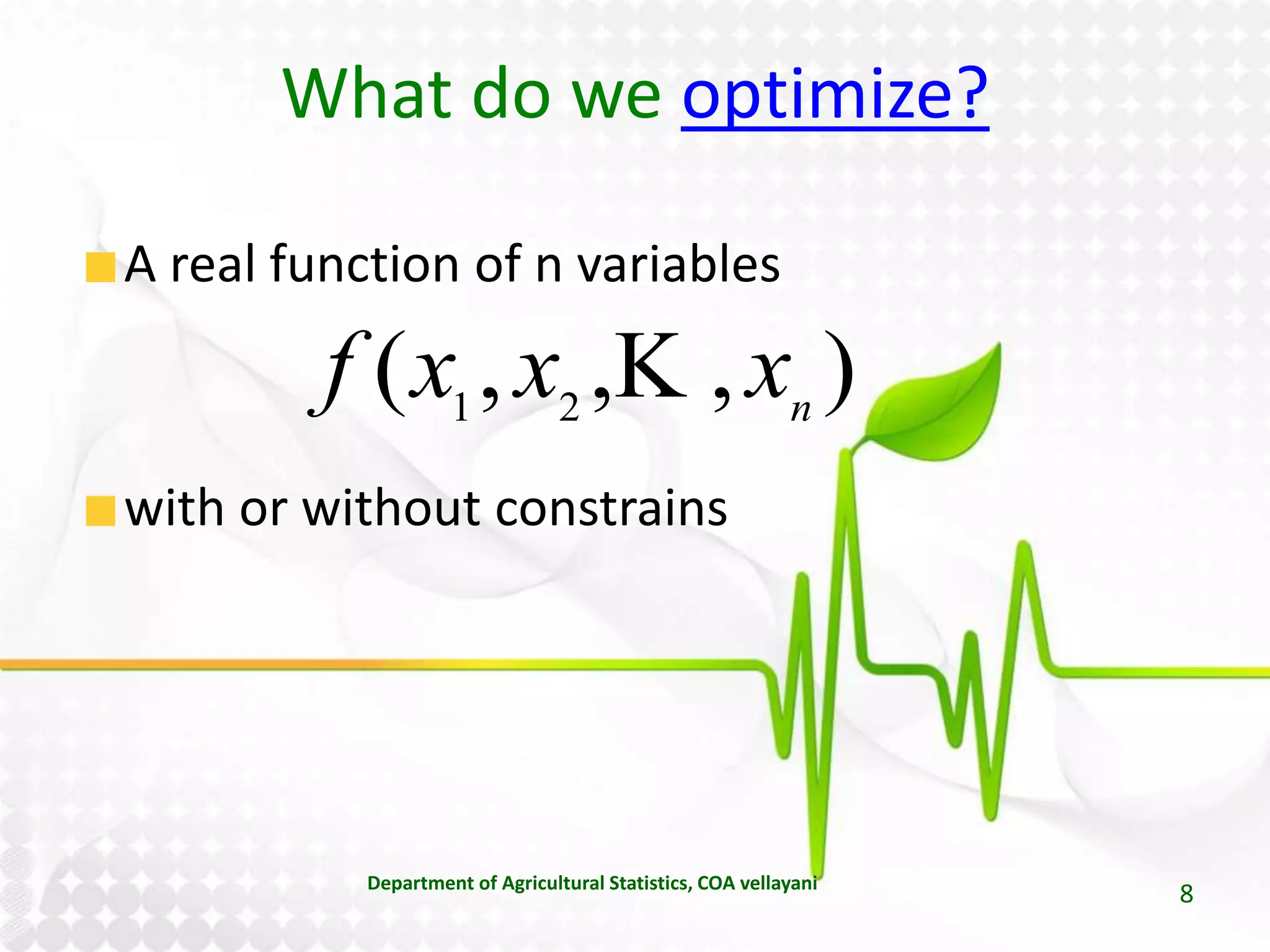 Role of optimization techniques in agriculture jaslam | PPTX | Agriculture | Industries