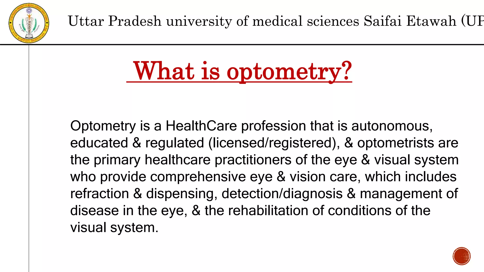 Role of optometrist in public health | PPTX