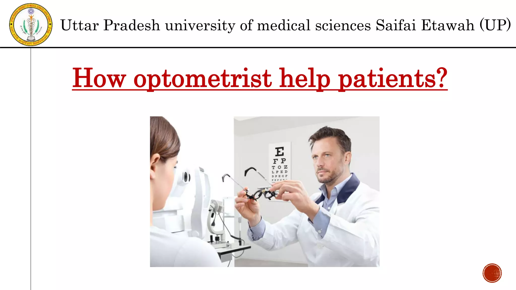 Role of optometrist in public health | PPTX