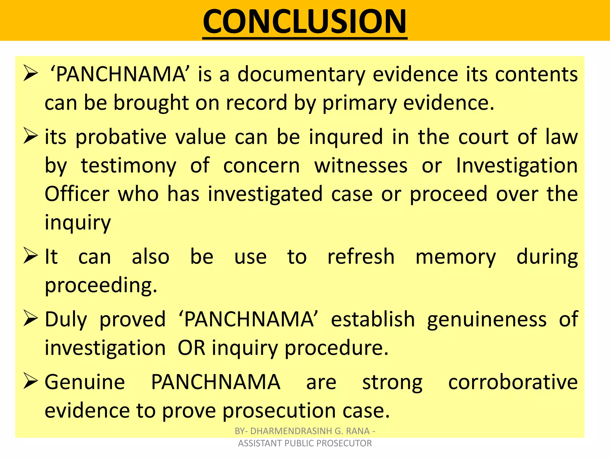 Role of ‘panchnama’ in criminal justice An outline.. | PPTX