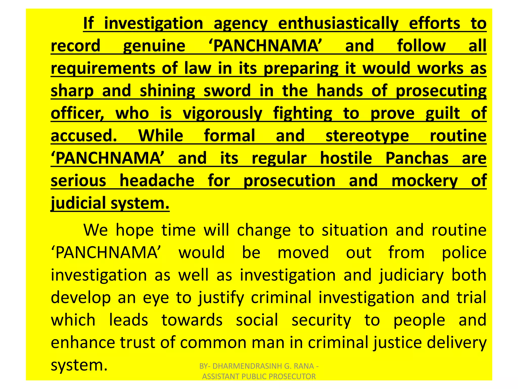 Role of ‘panchnama’ in criminal justice An outline.. | PPTX
